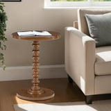 Linon Tara Round Spindle Side Table in Hazelnut Finished Rubberwood ...