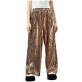 Avtoify Pocket Elastic Waist Sequined Stretch Fabric Dance Pants for ...
