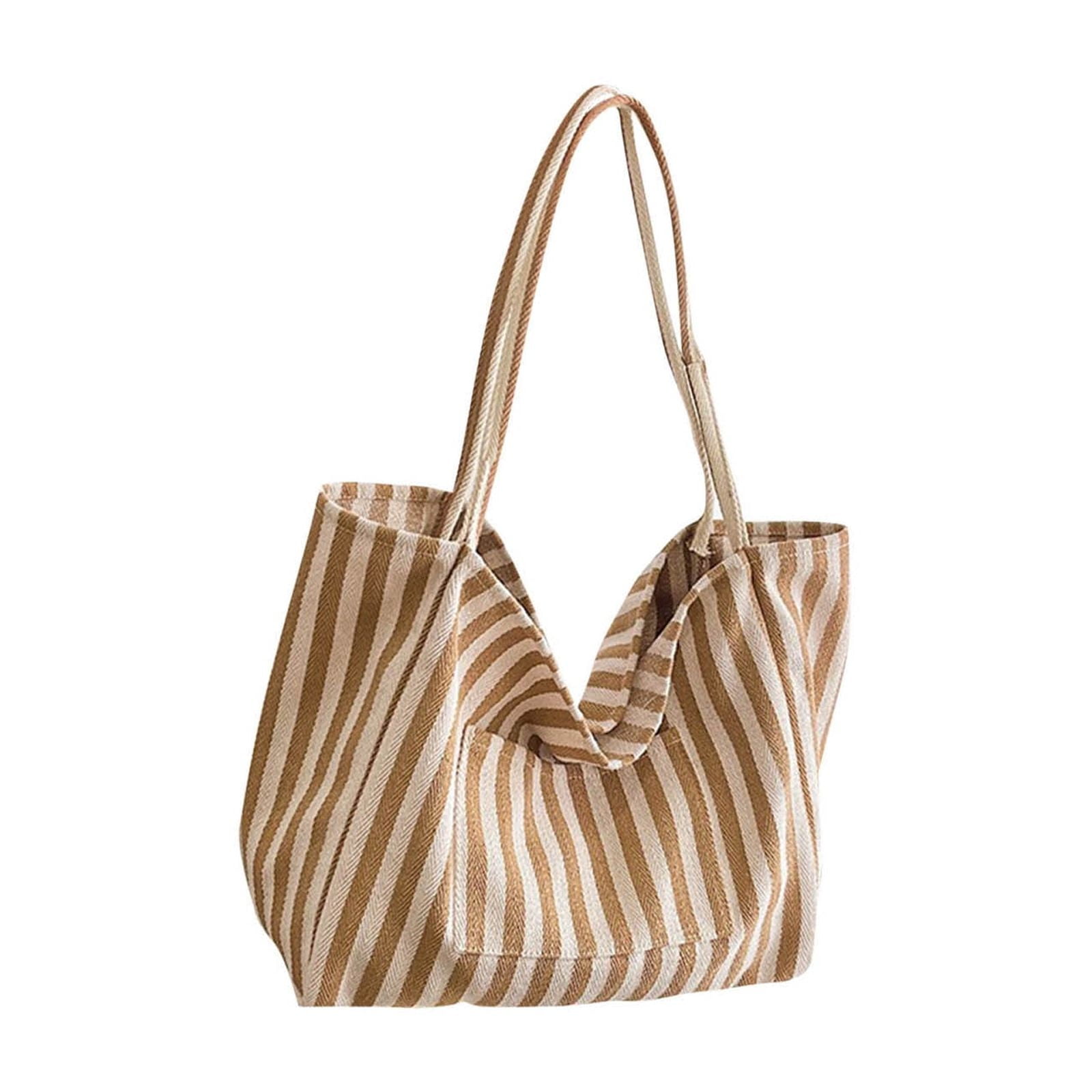 Click here for Unbranded Canvas Tote Bag Pinstripe Soft Large-Cap... prices
