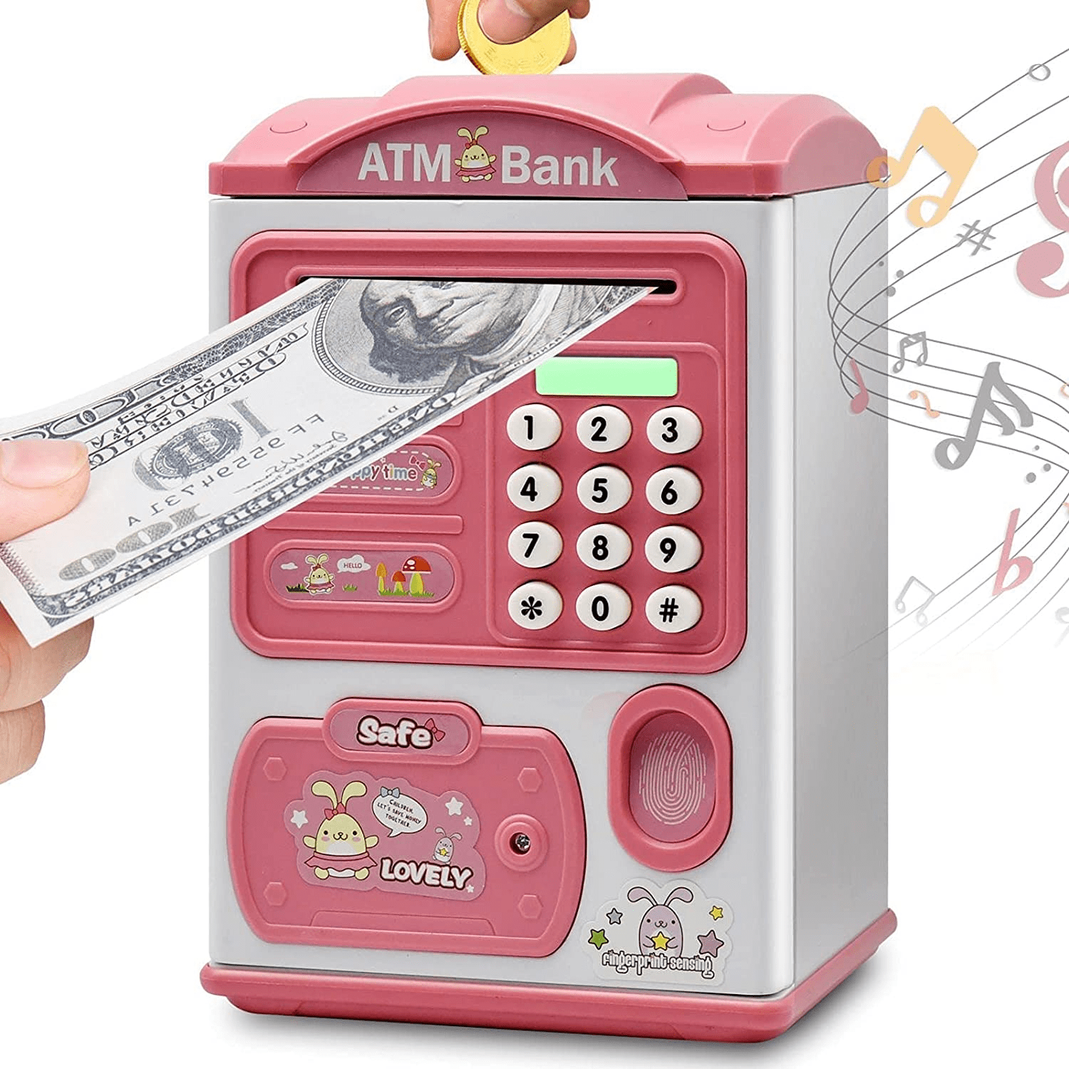 Oenbopo Electronic Piggy Bank, Mini ATM Password Money Bank Cash Coins Safe Bank Box for Kids ...