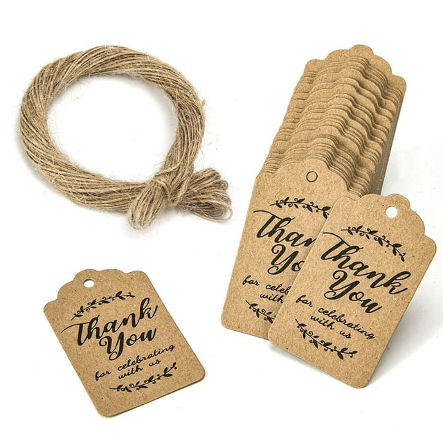 Gerich Kraft Gift Tags with Rope Favour Tags Thank You for Celebrating ...