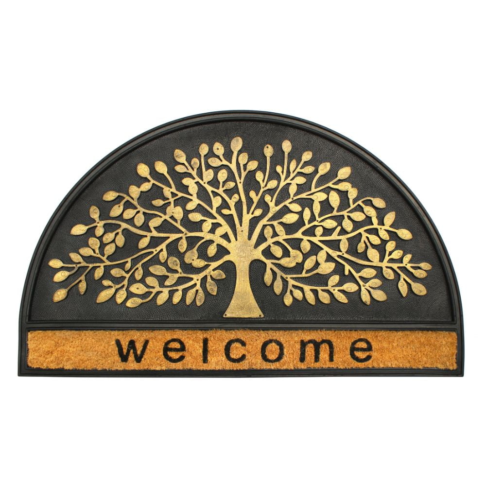 RugSmith Moulded Welcome Tree Half-round Rubber Indoor and Outdoor ...