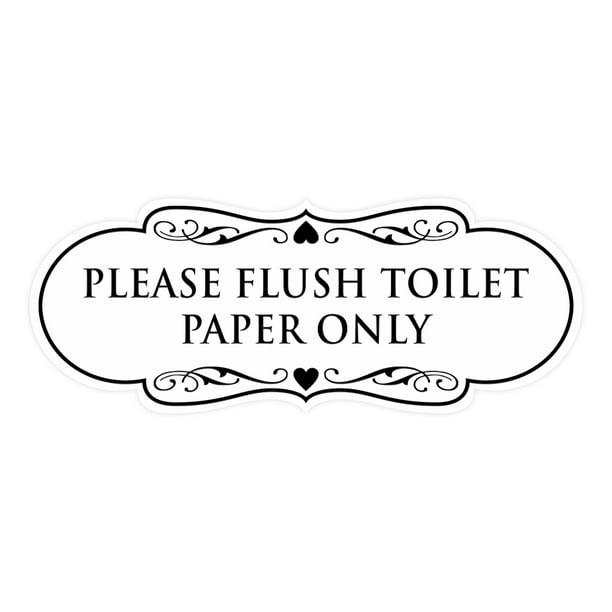 Designer Please Flush Toilet Paper Only Sign (White) - Medium - Walmart.com