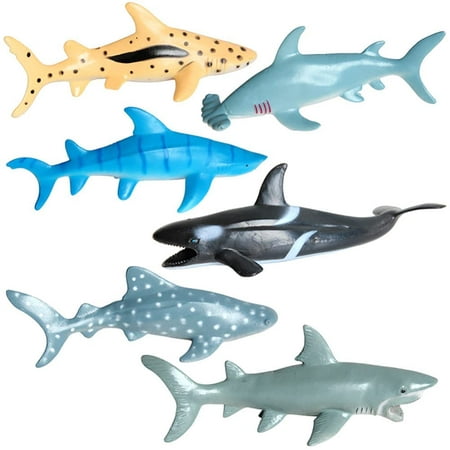 MEEYreg Plastic Shark Figures Toys, 6 Pack Realistic Shark Bath Toy ...