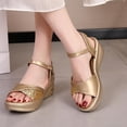 Breathable Lightweight Sequined Peep Toe Platform Sandals For Women Pu ...