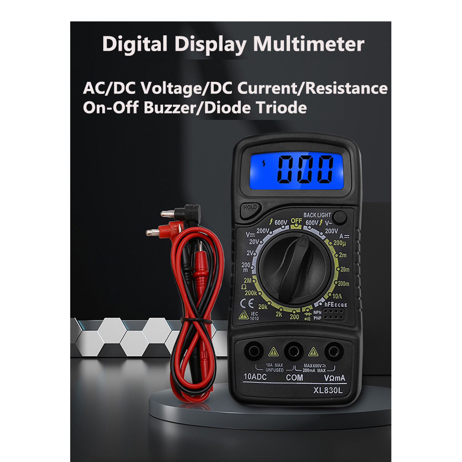TASHHAR Digital Multimeter with Protective Cover and Stand Backlight ...