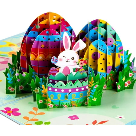 Easter Bunny and Eggs 3D Pop Up Card 6" x 8" Easter Gifts for Kids ...