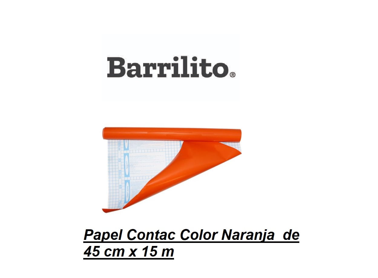 Papel contact autoadhesivo color Naranja de 45 cm x 15 m Marca ...