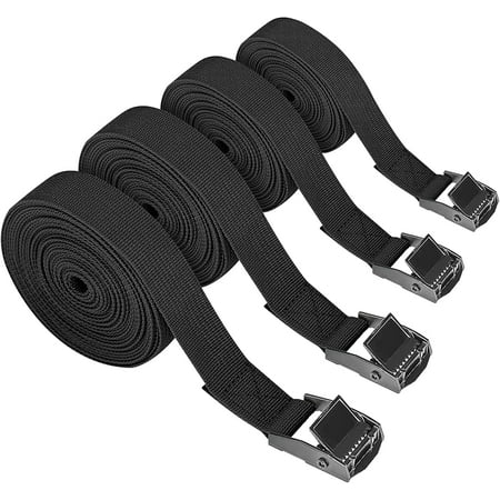 TESNN 4 Tie-Down Straps 5m with Tightening Lock, 25mm Strap, Black Bike ...