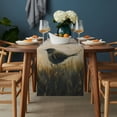 Bird Cotton Linen Table Runner Wild Grass Misty Field Animal Nature ...