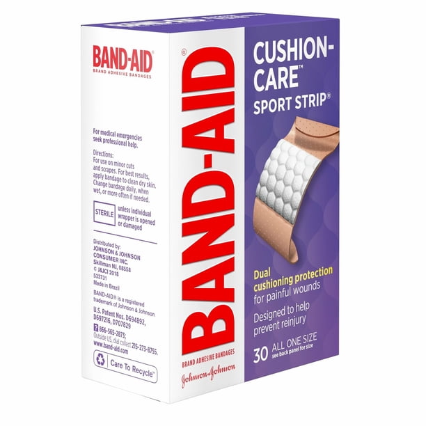 Band-Aid Sport Strip Extra Wide Adhesive Bandage All One Size, 30ct, 2 ...