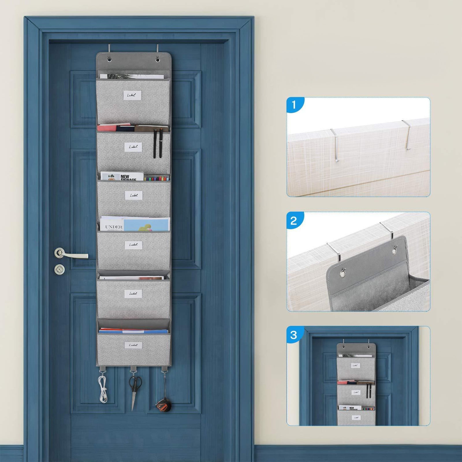 Over The Door File Organizer, Hanging Storage Folders With 5 Pockets ...