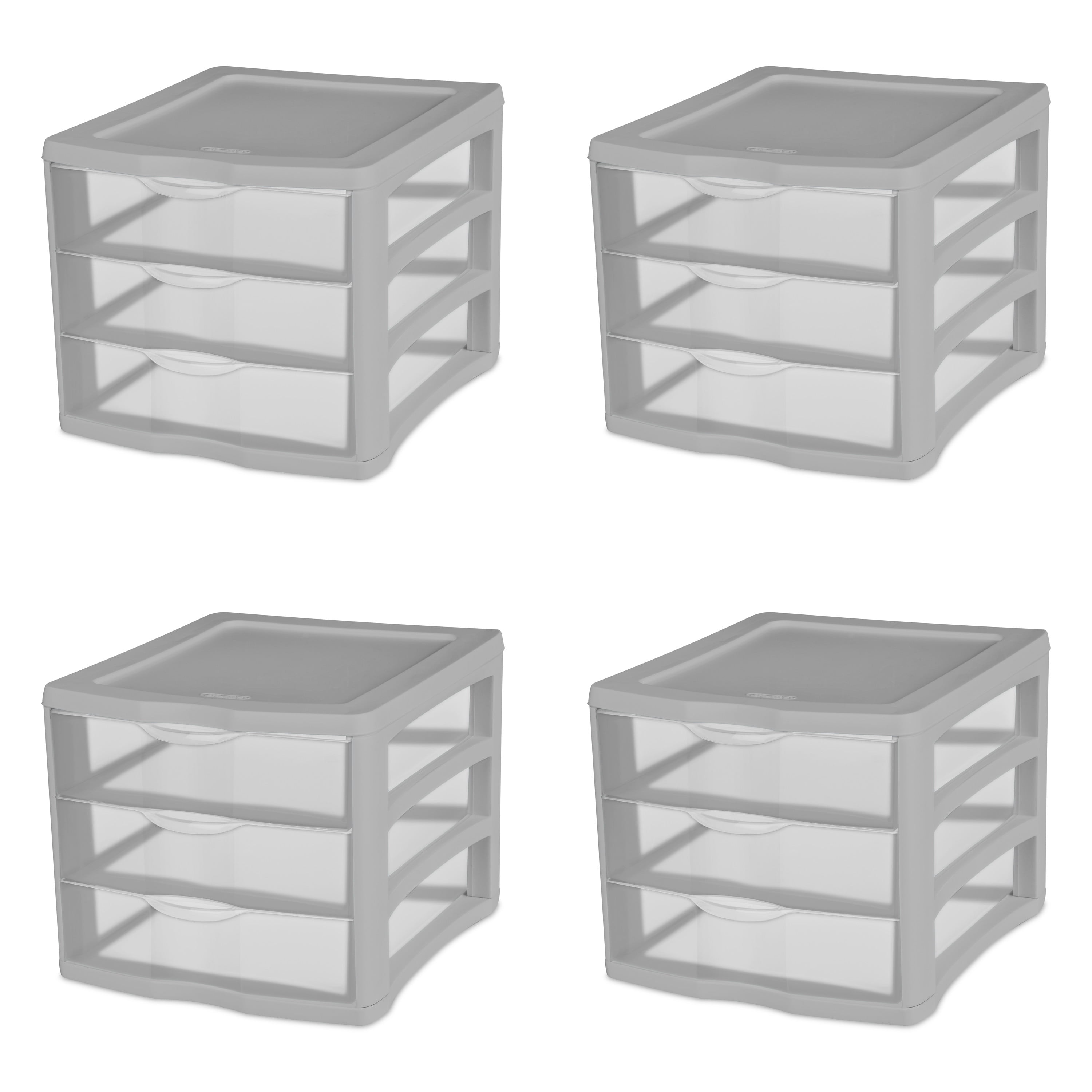 Sterilite 3 Drawer Unit Silver Tint Set Of 4