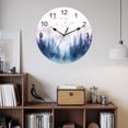 14 Inch Watercolor Style Forest Wall Clock, Silhouette Tree Bird ...