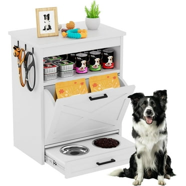 Roomfitters Dog Feeding Station Furniture with 2 Elevated Bowls, Proof ...