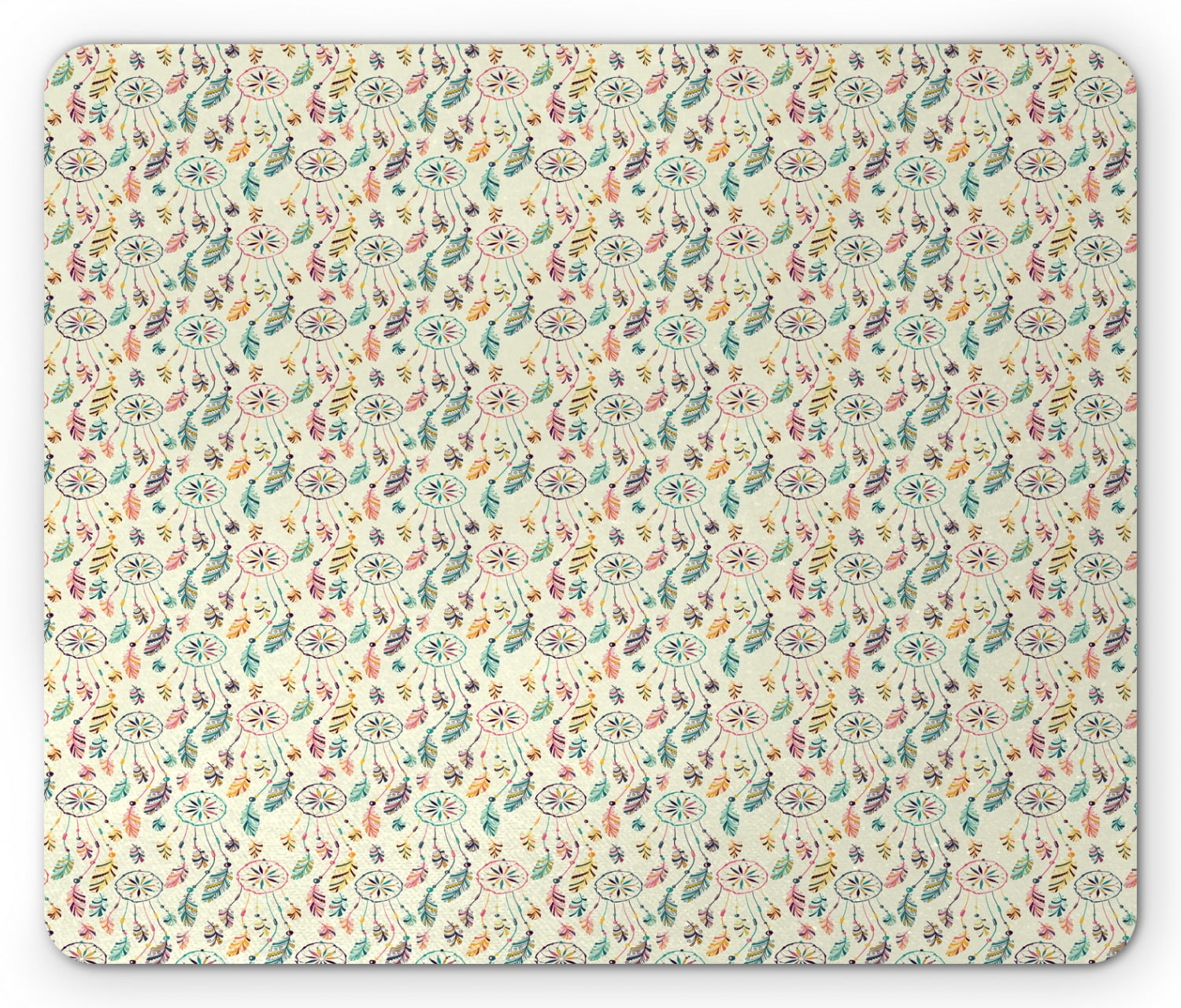 Feather Mouse Pad, Colorful Jumbled Dream Catcher Flyaway and Beaded ...