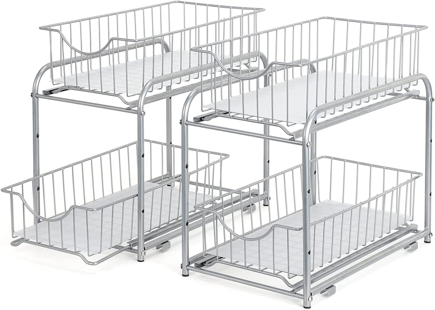 2-Tier Under Sink Storage Sliding Basket Organizer Drawer 2 Pack ...