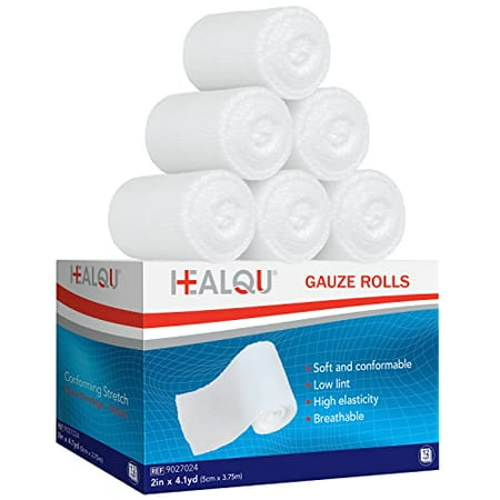 HEALQU Gauze Rolls - 2” x 4.1 Yards, Box of 24 Individually Wrapped ...