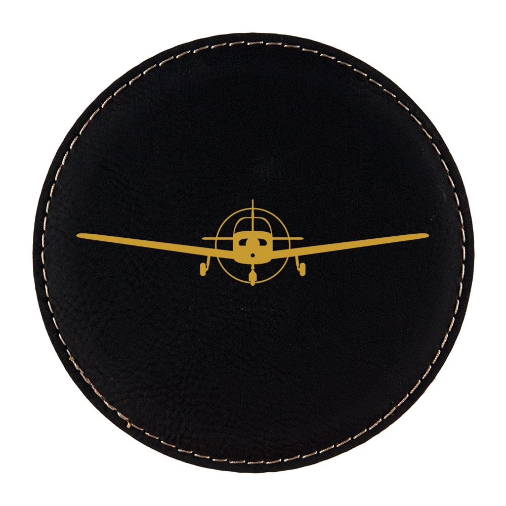 PA-28 Cherokee Coaster Laser Engraved Leatherette - Round Coasters ...