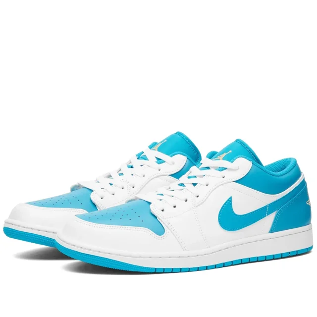 Nike Nike Air Jordan 1 Low White Blue Gold AJ1 Casual Basketball Men's ...