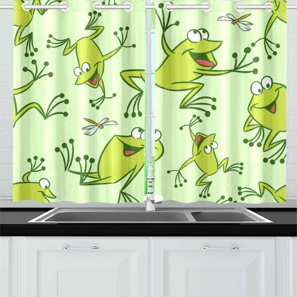 MKHERT Funny Cartoon Frogs Window Curtain Kitchen Curtain 26x39 inch ...