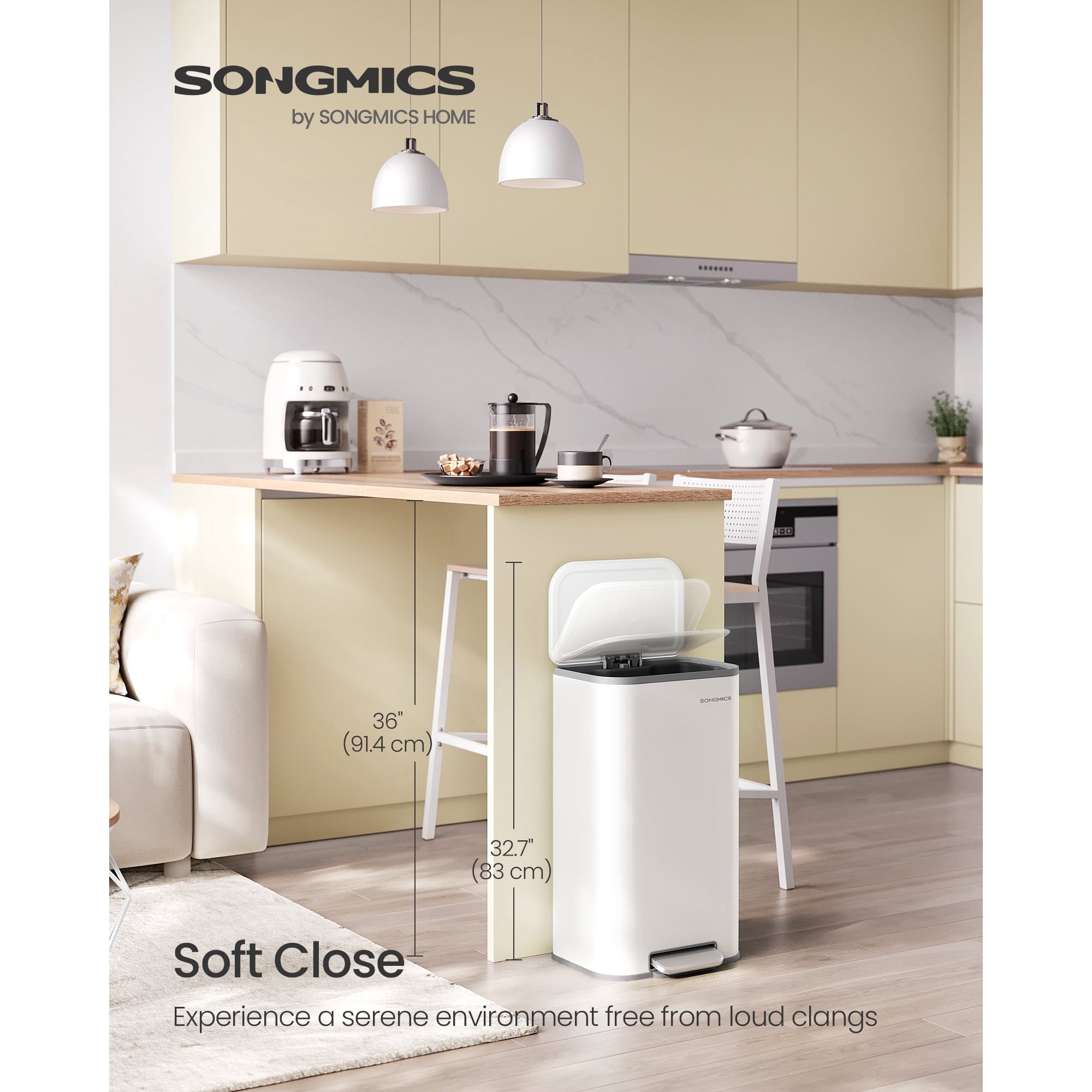 Click here for Songmics 8-Gallon (30l) Stainless Steel Kitchen Tr... prices
