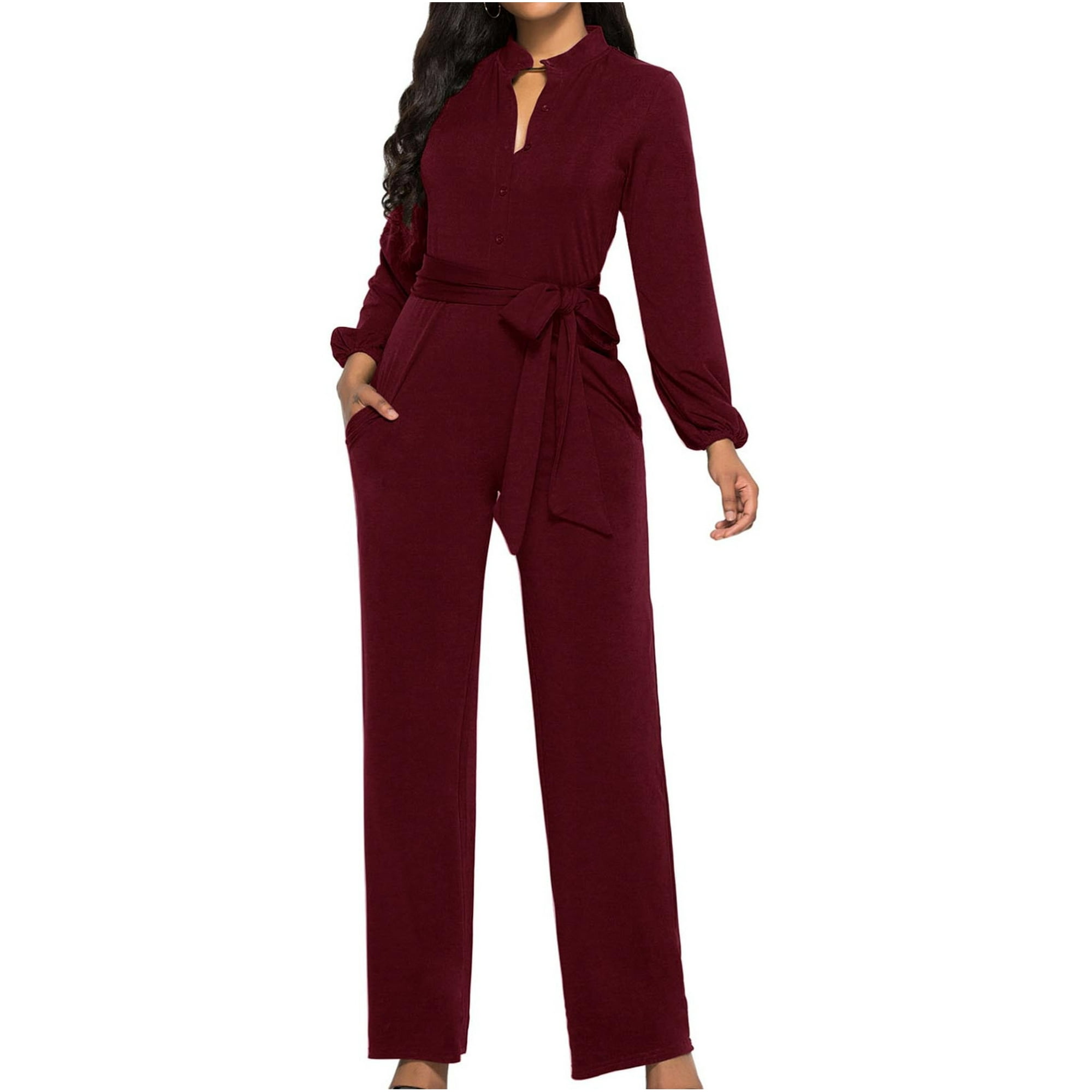 Click here for Aidice Jumpsuits For Women Casual Crewneck Button... prices