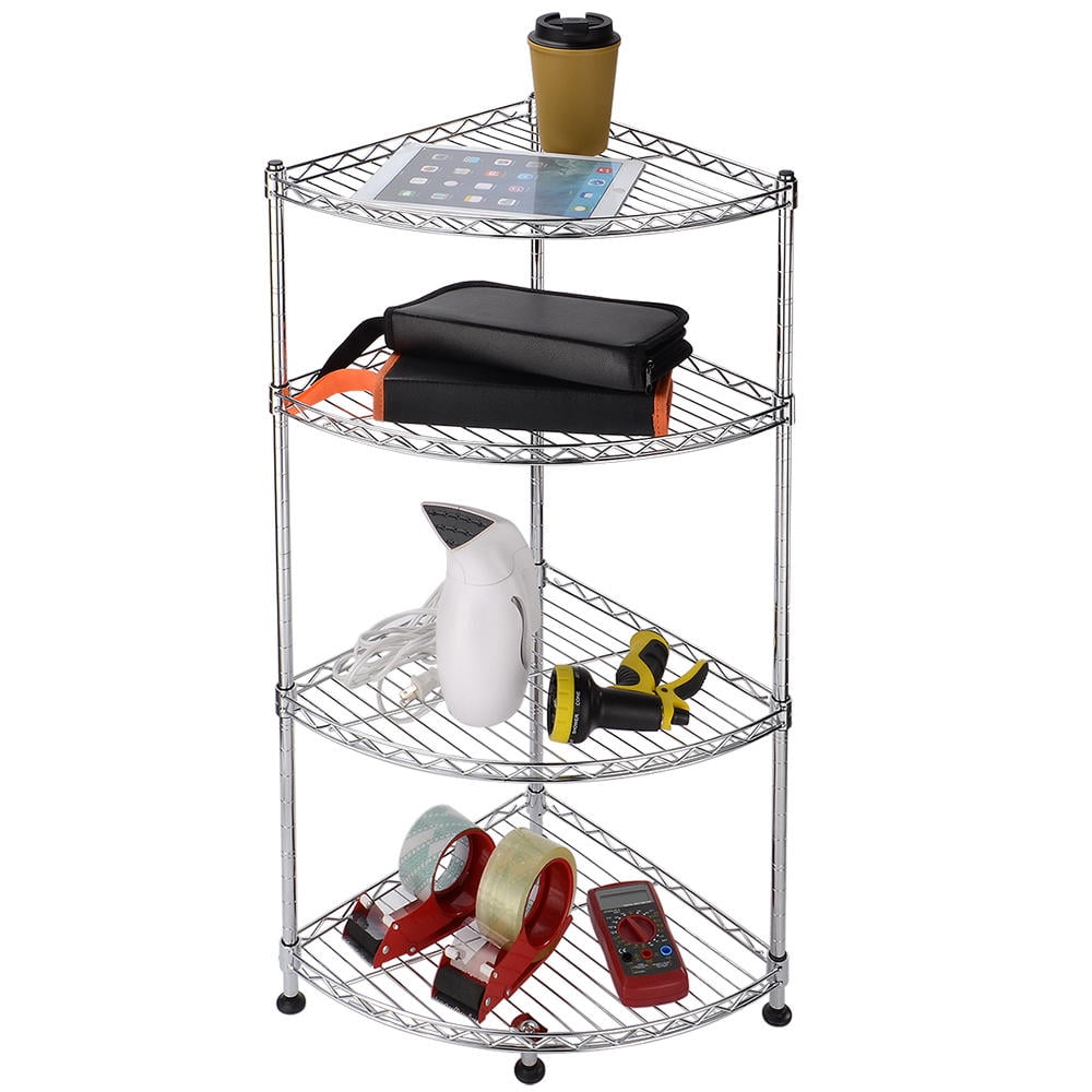 4 Tier Corner Wire Shelf, Heavy Duty Storage Shelf, Adjustable Rack ...