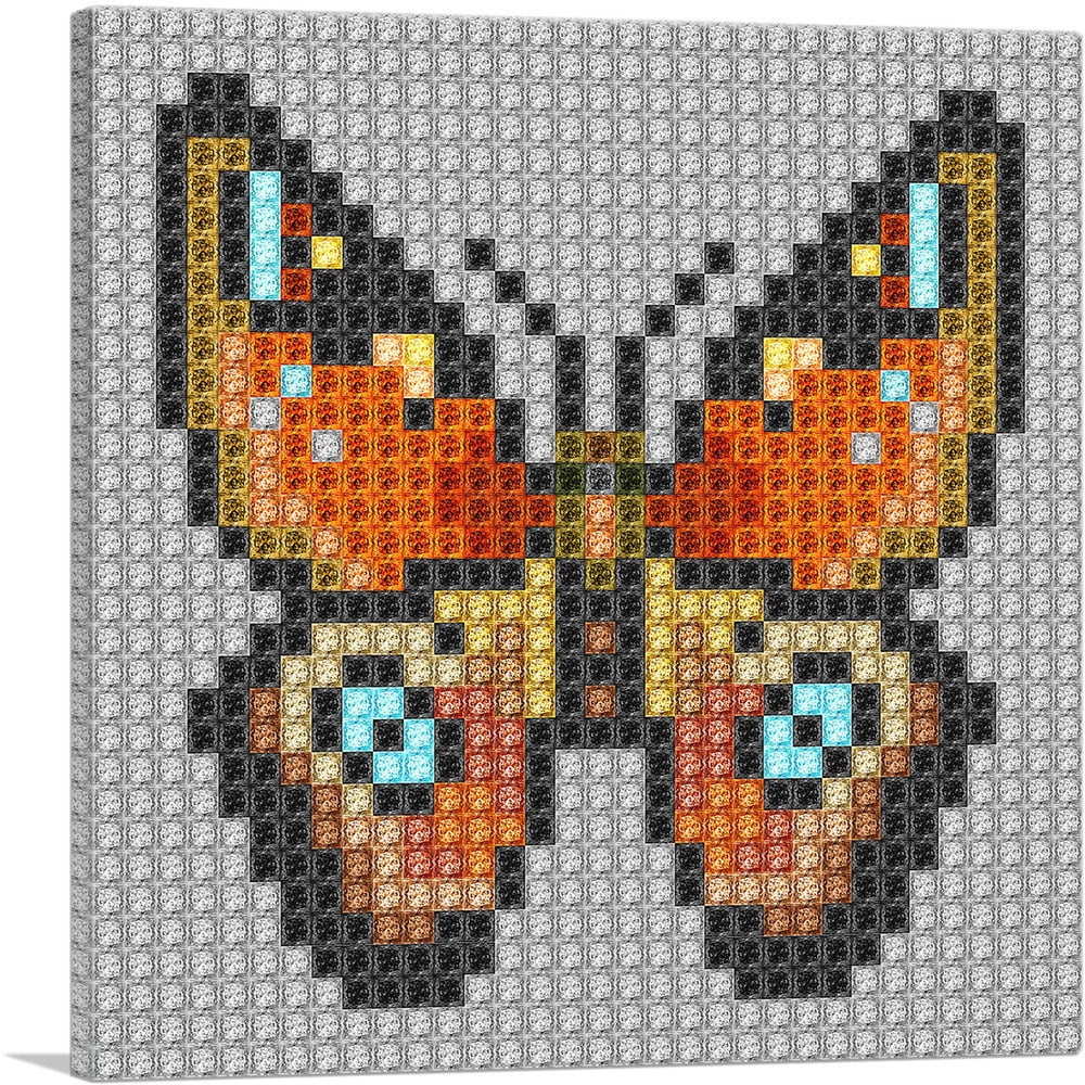 ARTCANVAS Brown Butterfly Wings Jewel Pixel Canvas Art Print - Size: 26 ...