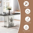 69" Faux Marble Dining Table Set for 6, Modern Polished Stainless Steel ...