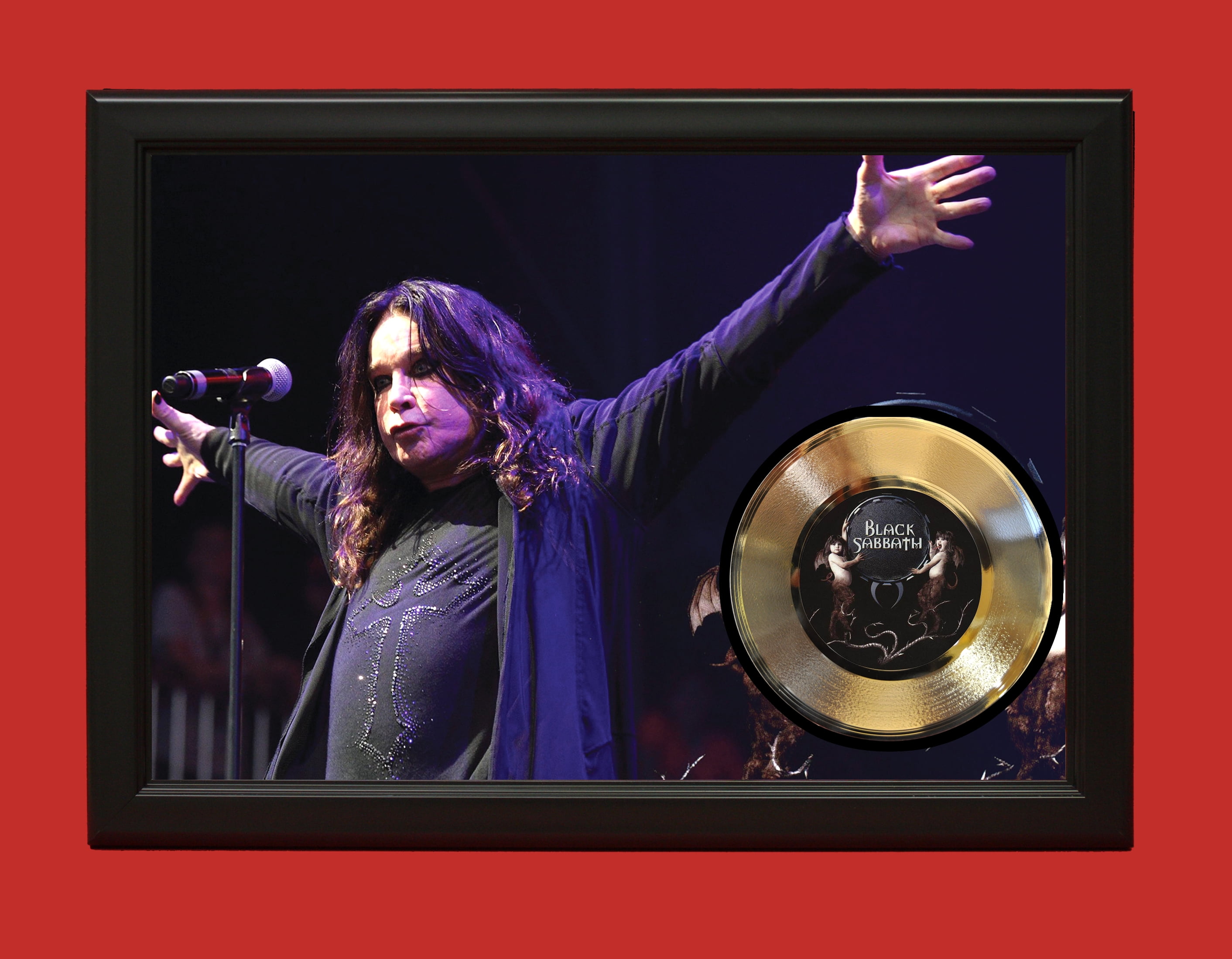 Ozzy Osbourne Black Sabbath Poster Art Wood Framed 45 Gold Record