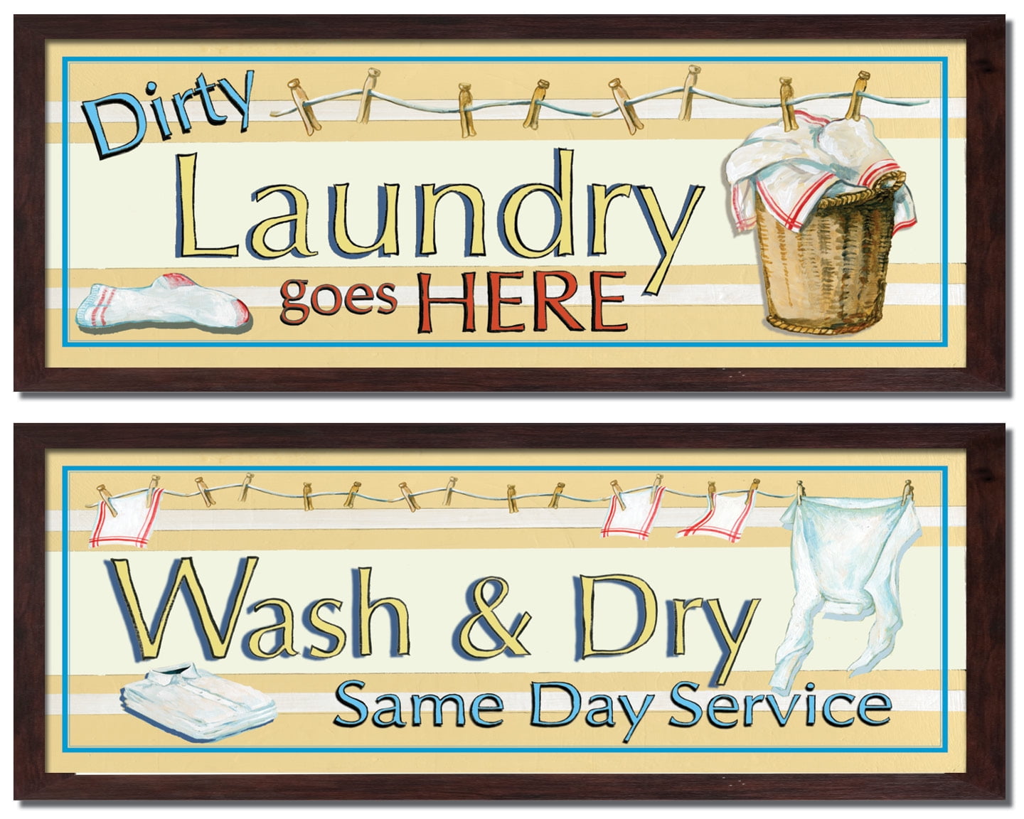Retro Dirty Laundry and Wash and Dry Signs; Laundry Room Decor, Two ...