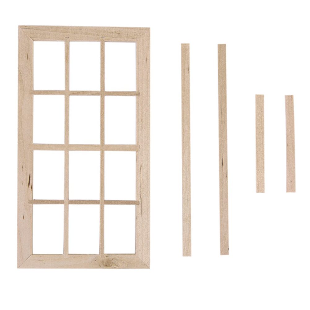 Skindy 1/12 Scale Dollhouse Miniature 12-Pane Blank Window Frame: DIY ...