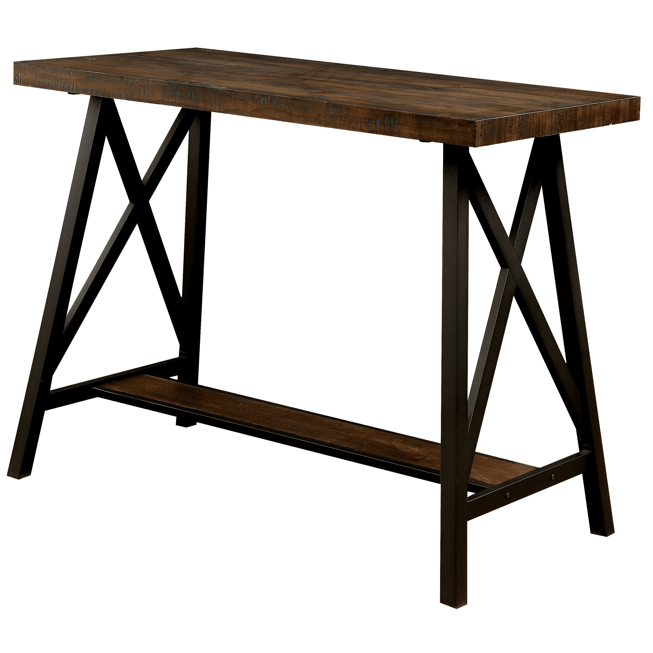 Furniture of America Deonne Industrial Pub Table, Weathered Medium Oak ...