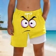 Boy Swim Trunks Kids Double Layer Face Print Swim Trunks with Liner ...