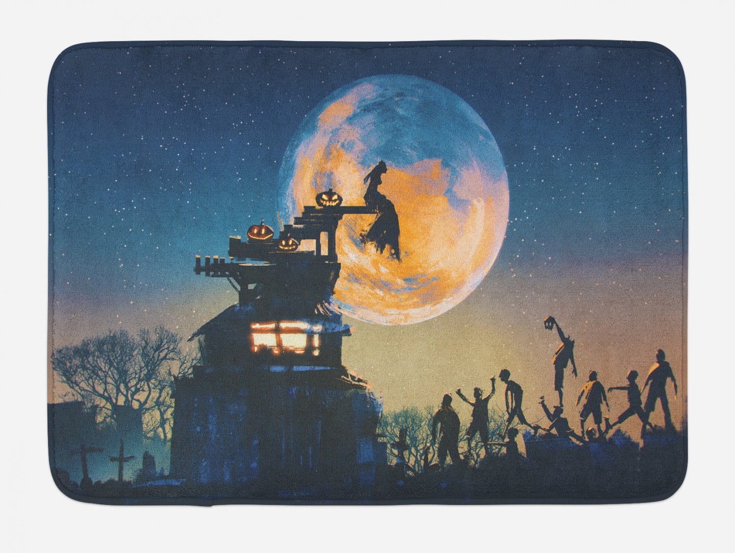 Fantasy World Bath Mat, Dead Queen in Castle Zombies in Cemetery Love ...