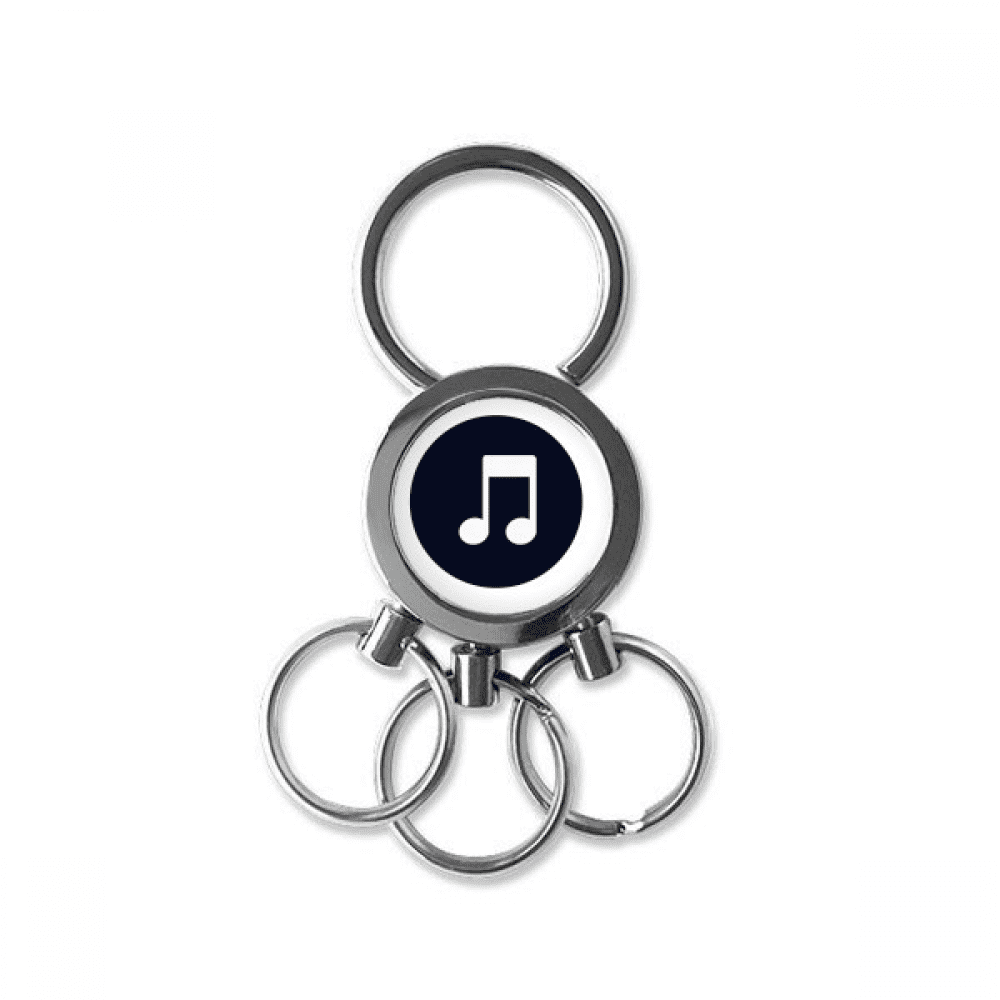White Doubled-quaver Music Notes Stainless Steel Metal Key Chain Ring ...