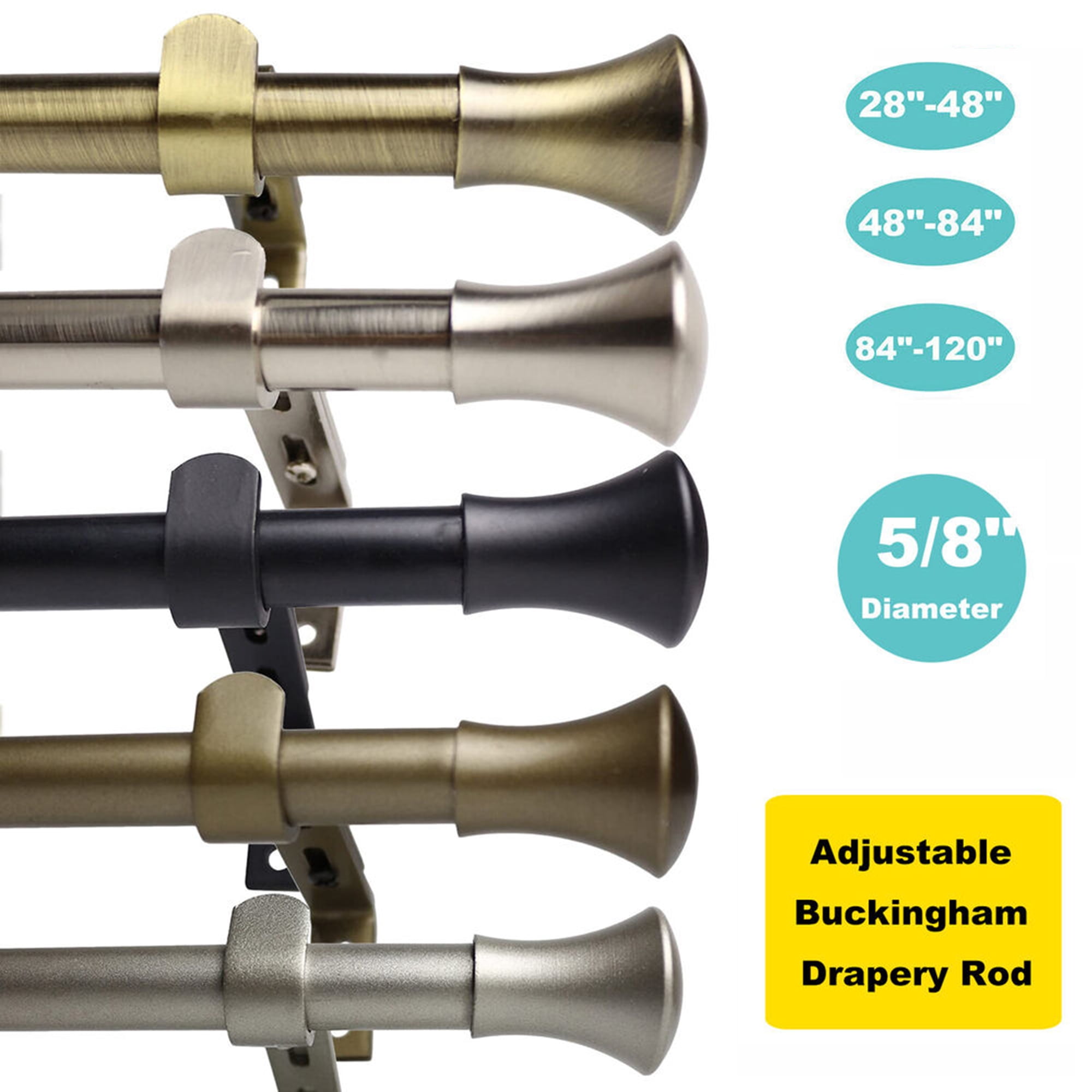 Modern Adjustable Buckingham Drapery Rod Shower Curtain Rods 28"-48 ...