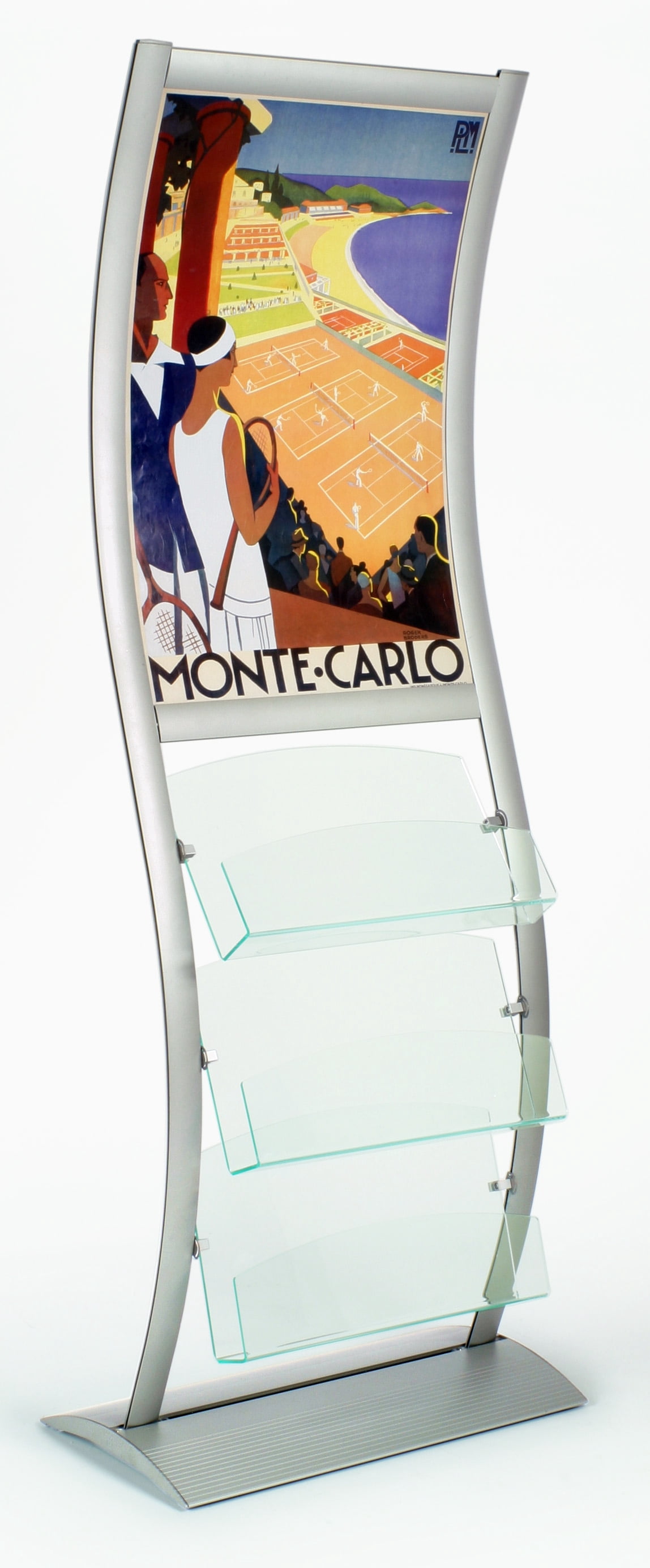 Displays2go Aluminum Poster Holder with 3 Acrylic Pockets with Green ...