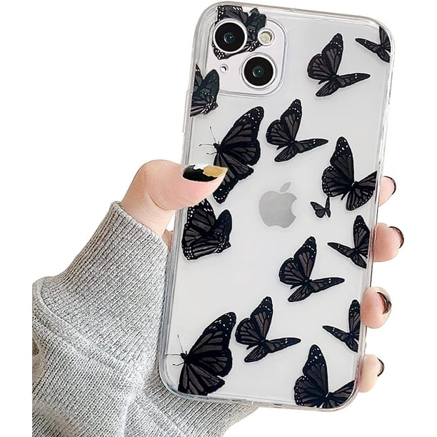 NITITOP Compatible with iPhone 13 Case, with Clear Cute White Butterfly Pattern Design for Women ...