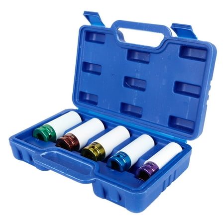 5pcs 1/2'' Drive Impact Lug Nut Socket Set Wheel Sleeve Protection 15 ...