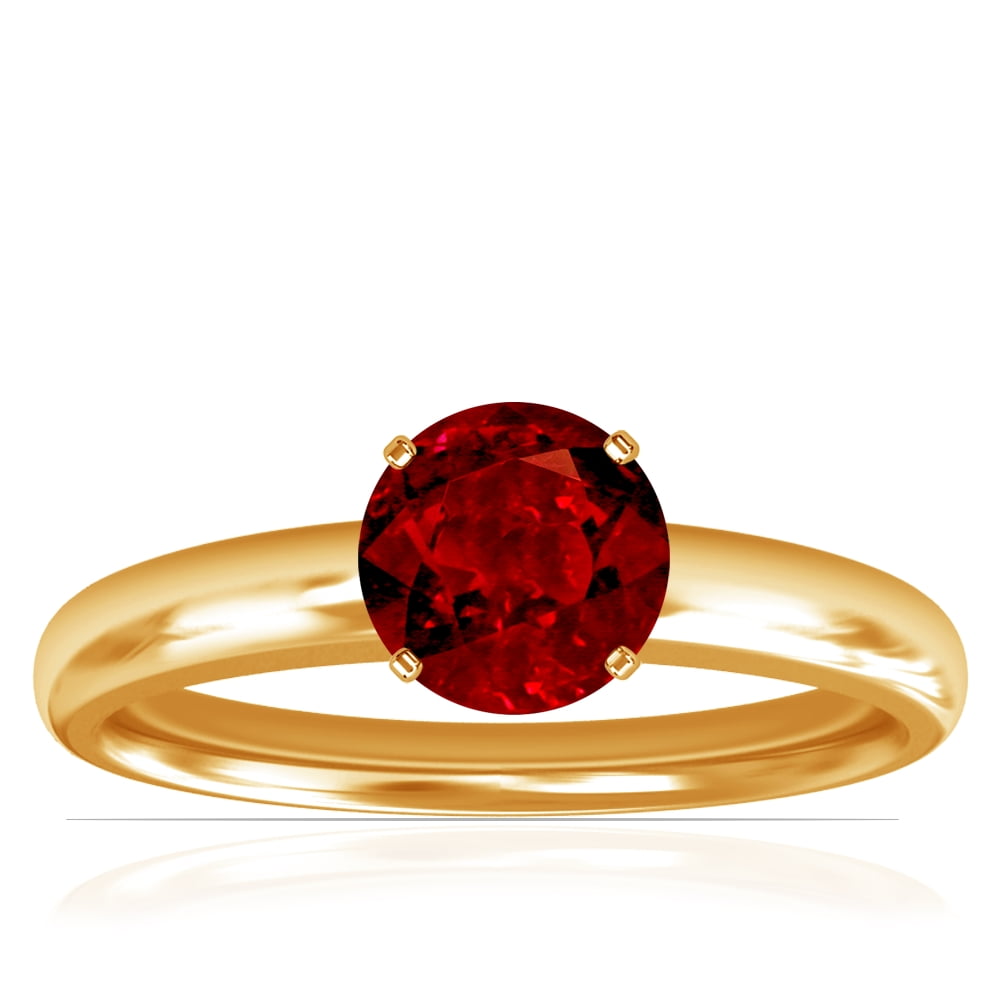GemsNY July Birthstone - Traditional Round Ruby Solitaire Ring (0.65cts.) - Walmart.com
