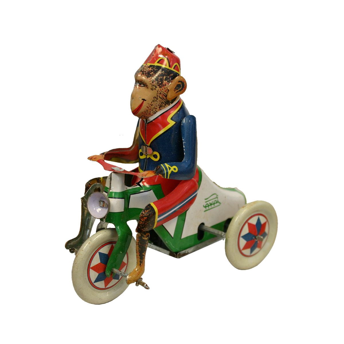 5" Vibrant Unique Collectible Tin Toy Monkey on Tricycle Figure ...