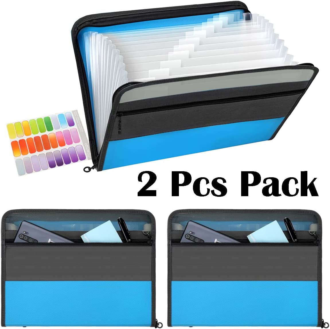 Pack Of 2 Tranbo Expanding File Folders With 13 Pockets Letter A4 Plastic Document Wallet