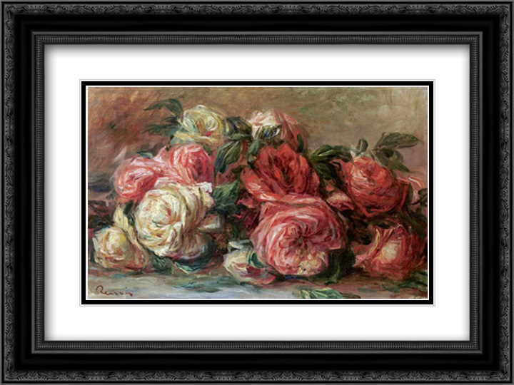 Discarded Roses 2x Matted 24x18 Black Ornate Framed Art Print by Renoir ...