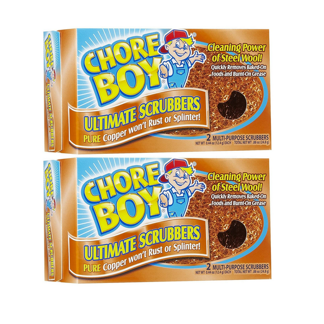 Chore Boy Ultimate Scrubbers Pure Copper Won't Rust Or Splinter 2 Pack ...