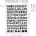 15 Sheets Small Letter Stickers - 0.5 Inch Cartoon Black Vinyl Alphabet ...