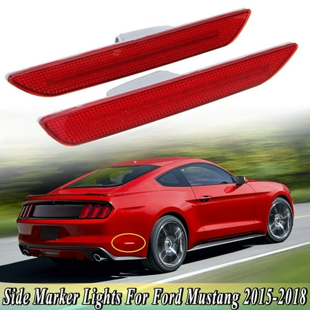 For Ford Mustang 2015-2018 Red LED Rear Bumper Side Marker Lamps Lights ...