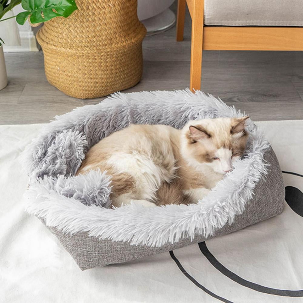 Fluffy Furry Warming Pet Cat Bed Dog Bed Mat,2-in-1 Multi-Function Cat ...