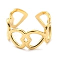 304 Stainless Steel Open Cuff Ring for Women Hollow Heart Real 14K Gold ...